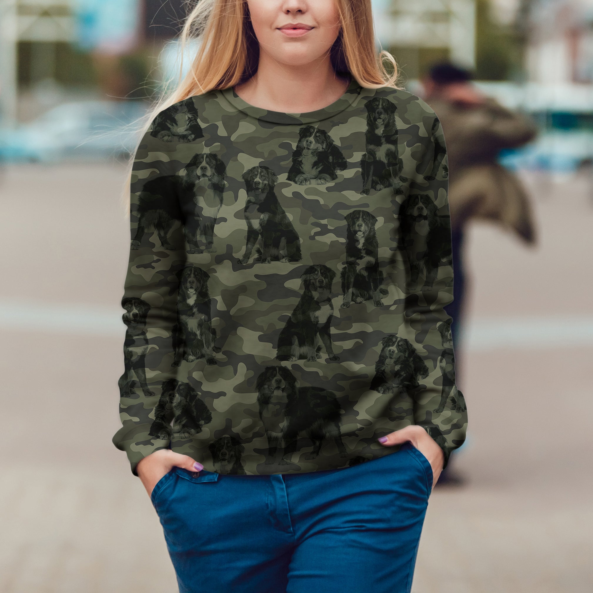 Street Style With Bernese Mountain Camo Sweatshirt V1 – Follus